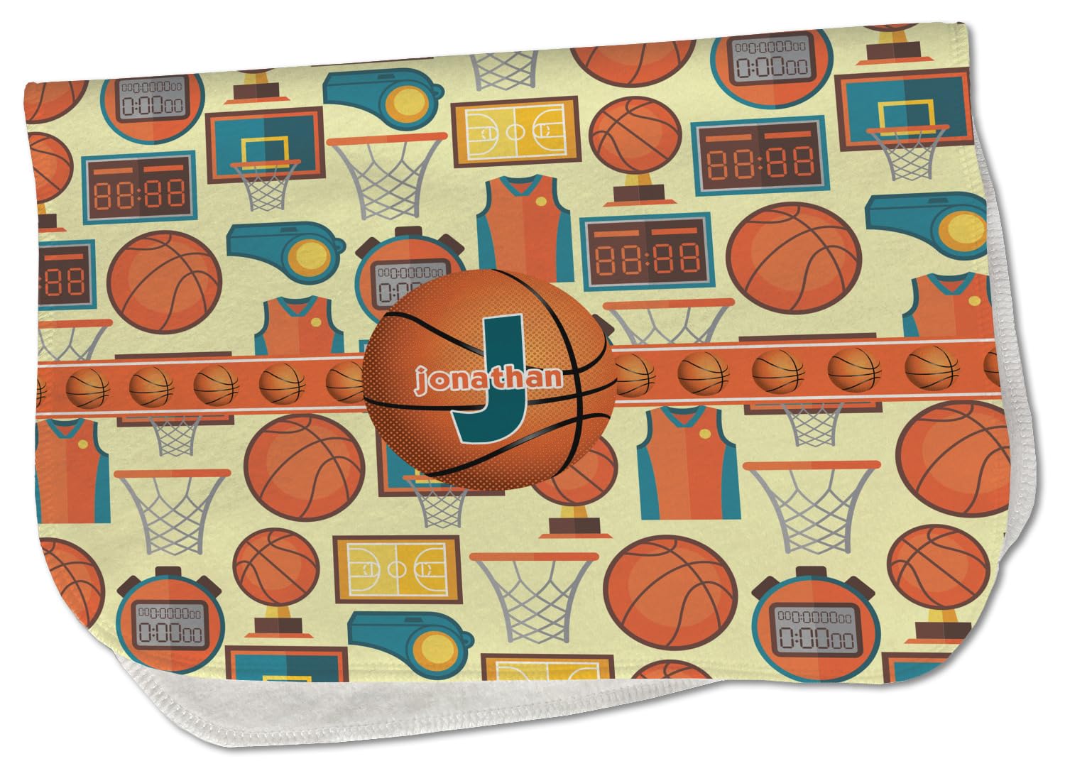 Personalized Basketball Burp Cloth - Fleece w/Name or Text
