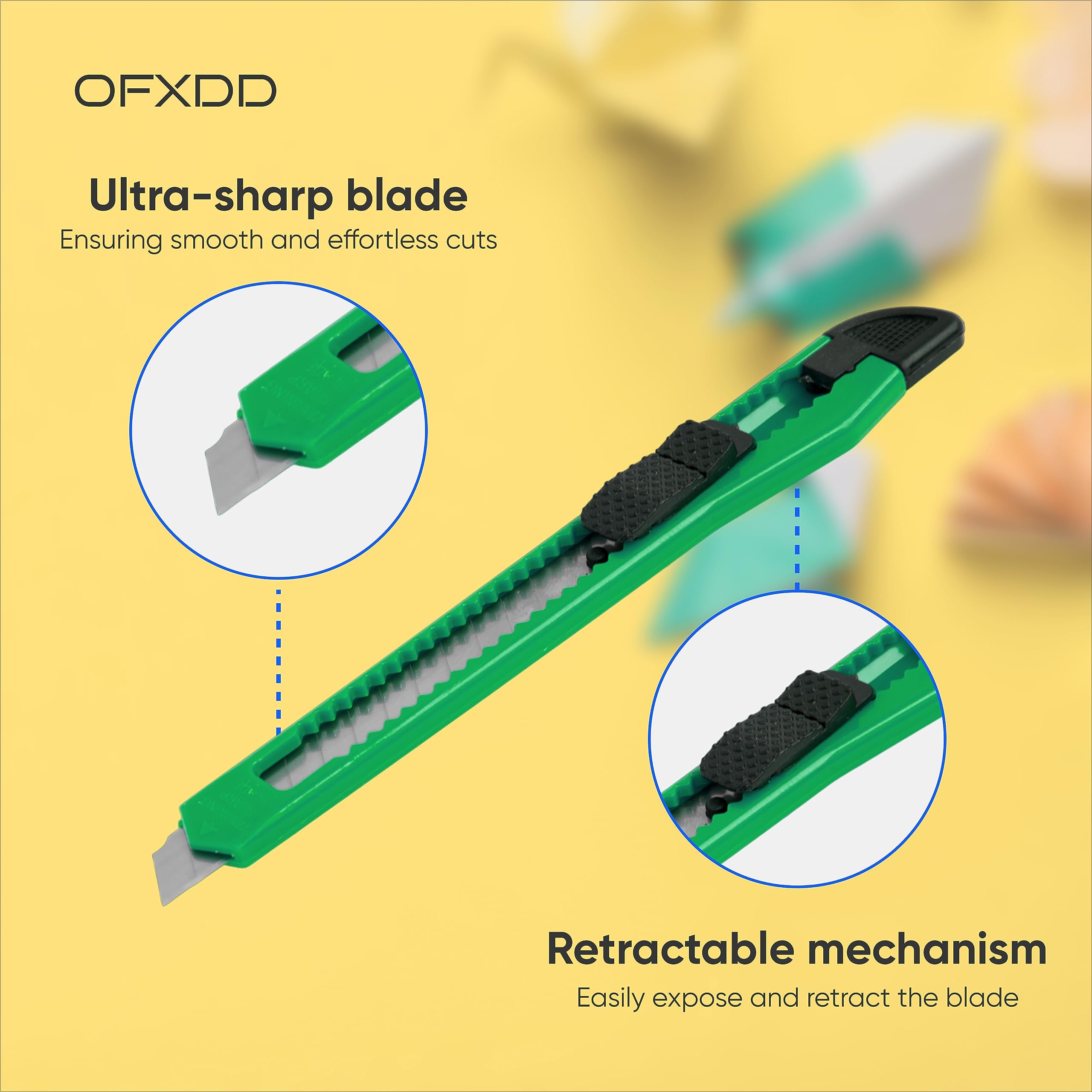 Box Cutter, 6 Pcs - Utility Knife for Cutting and Crafting - Versatile Box Cutter for Cartons, Cardboard and Boxes - Plastic Box Knife Retractable