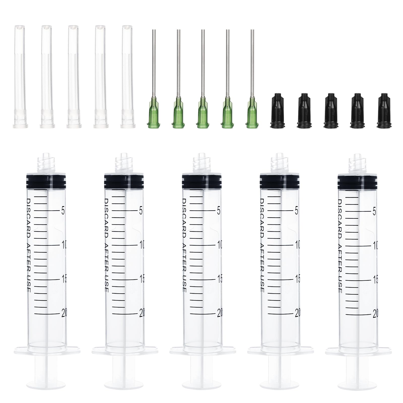SANANTS 20ml Independent Packing Industrial Adhesive is Applied Through Plastic Tubing with Dispensing Head and Sealing Caps for Engineered Fluid，Glue Applicator and Refilling (Pack of 5)