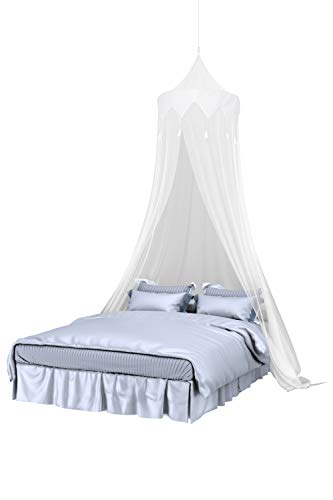 Mosquito Net for Bed Canopy Macrame Pop-Up Circular Curtain Natural Lace Large Tent Crib Netting, Carry Bag