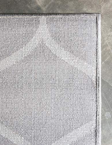 Unique Loom Trellis Frieze Collection Area Rug - Rounded (4' 1" x 6' 1", Light Gray/ Ivory)