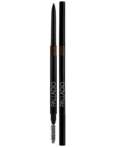 Palladio Beauty Brow Definer Pencil, Black Brown, Ultra Precise Twist-Up Eye Brow Pencil with Long-Staying Power, Spooley Brush Blends Color for Natural Finish, No Eyebrow Pencil Sharpener Required