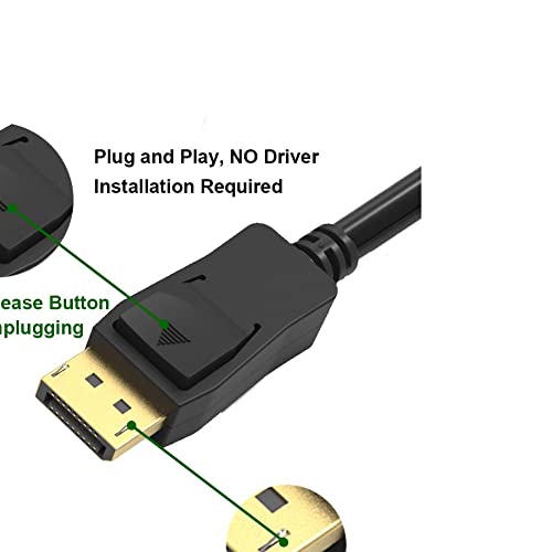 UKYEE Displayport to DVI Cable 6ft 10-Pack, Display Port (DP) to DVI Adapter Cord Male to Male Compatible with Computer,Laptop,PC,Monitor,Projector,HDTV -Black