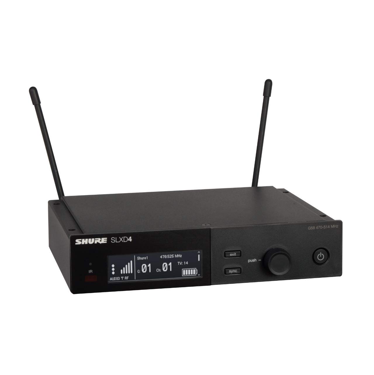 Shure SLXD4 Single Channel Receiver - for use with SLX-D Digital Wireless Microphone Systems, Transmitter Sold Separately | J52 Band (SLXD4=-J52)