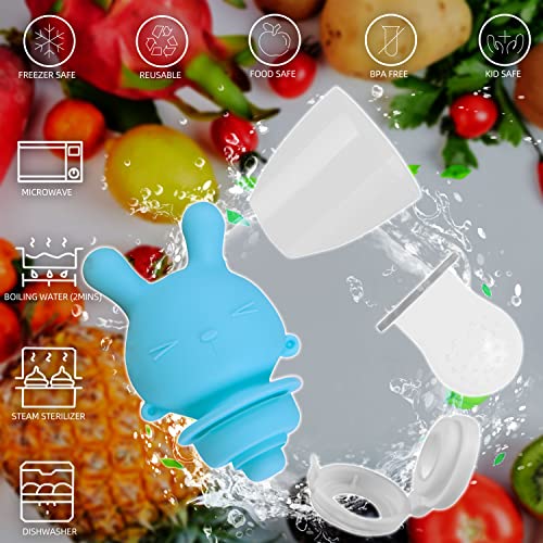 Baby Fruit Feeder Silicone Food Pacifier | Infant Teething Relief Toy Teether | Milk Frozen Mesh Feeders | Safely Self Feeding Teethers for Babies 0-6-12-18 Months Boys and Girls,SkyBlue
