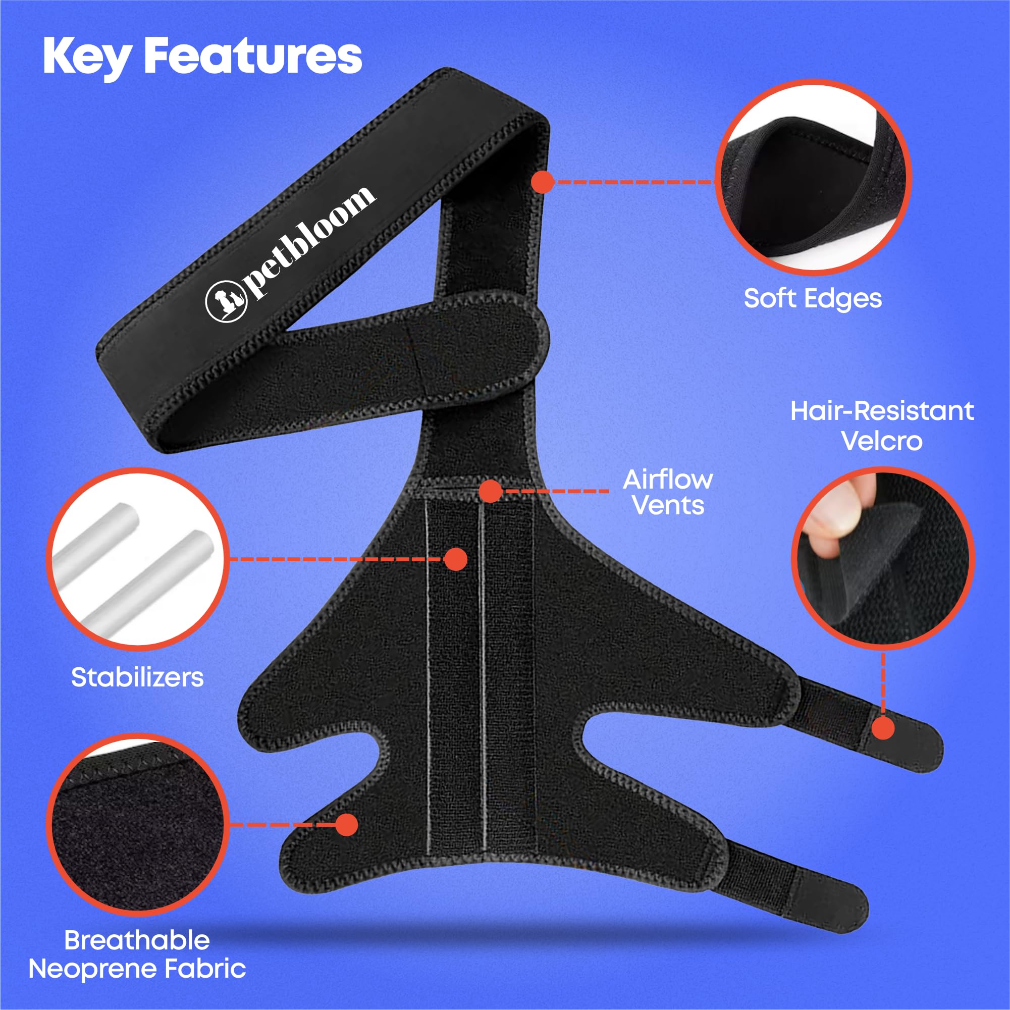 petbloom Dog Knee Brace for Torn ACL, Hip Dysplasia, Arthritis Pain Relief, Osteoarthritis, and Ligament Injuries, Adjustable Neoprene Support for Front or Hind Leg, Black (Large)