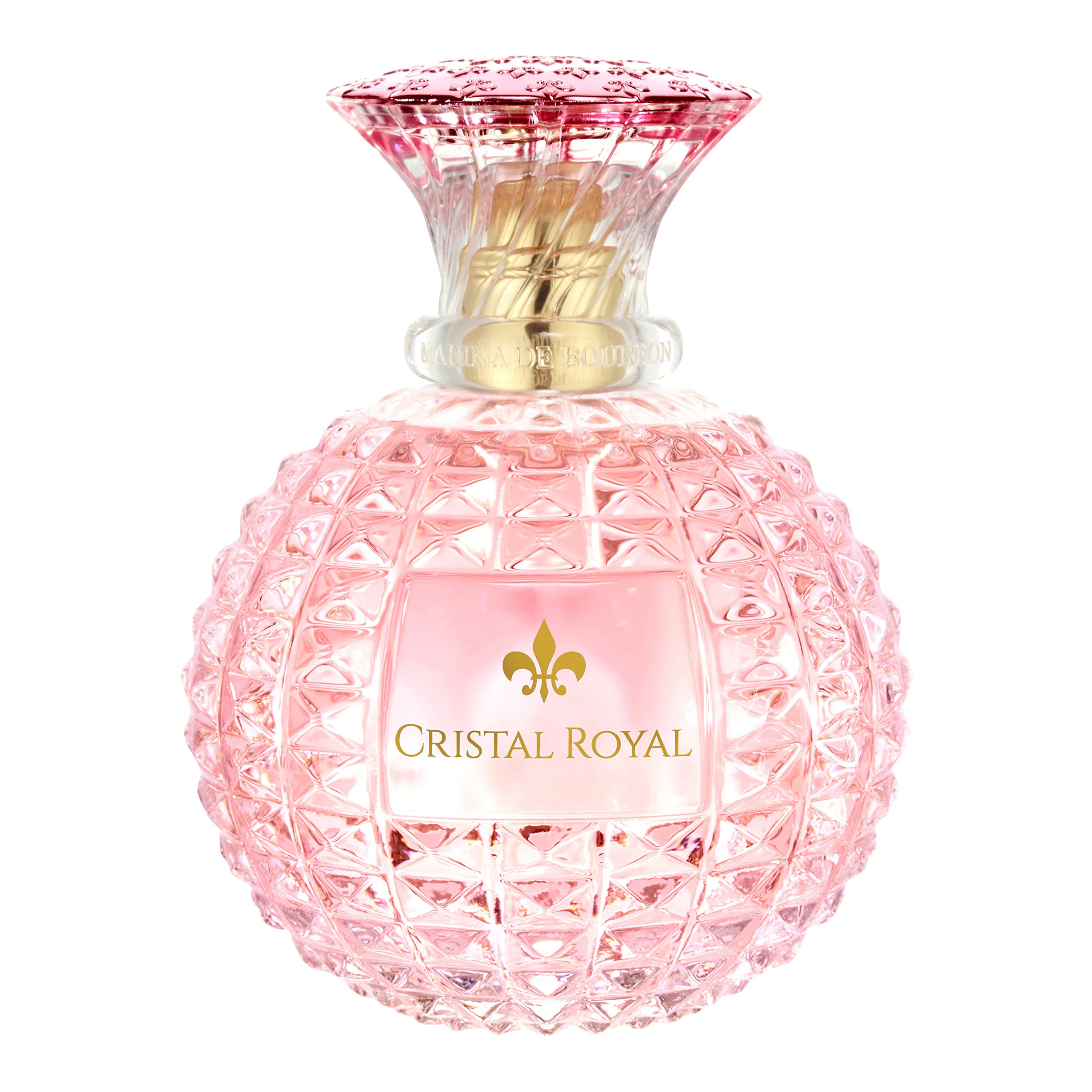 Princesse Marina de Bourbon Cristal Royal Rose Eau de Parfum for Women - Opens with Rose, Lemon and Pear - Blended with Peach, Freesia and Violet - For Joyful and Radiant Ladies - 3.4 oz