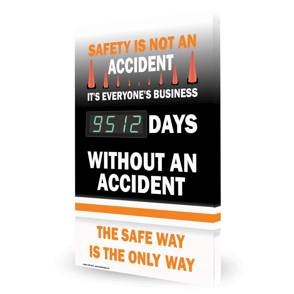 ComplianceSigns.com Safety Is Not An Accident It'S Everyone'S Business Digital Safety Scoreboard, 28x20 inch Aluminum