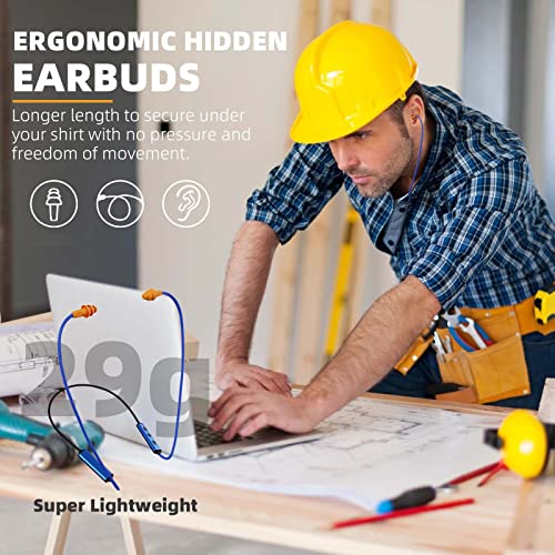 Ear Plugs Bluetooth Headphones for Work, Neckband Wireless Earbuds with 20 Hour Battery, Noise Reduction Isolating in-Ear Earplug Earphones with Mic and Controls, for Industrial Safety Construction