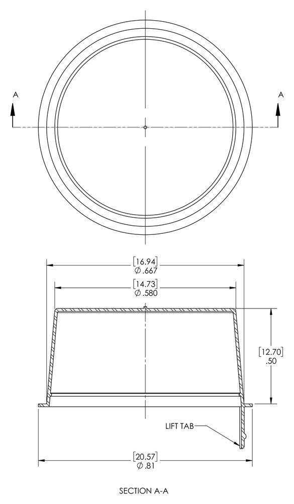 Caplugs 99394636 Plastic Lift Tab Tapered Plug. L-7, PE-LD, Cap OD 0.81" Plug ID 0.667", Red (Pack of 200)
