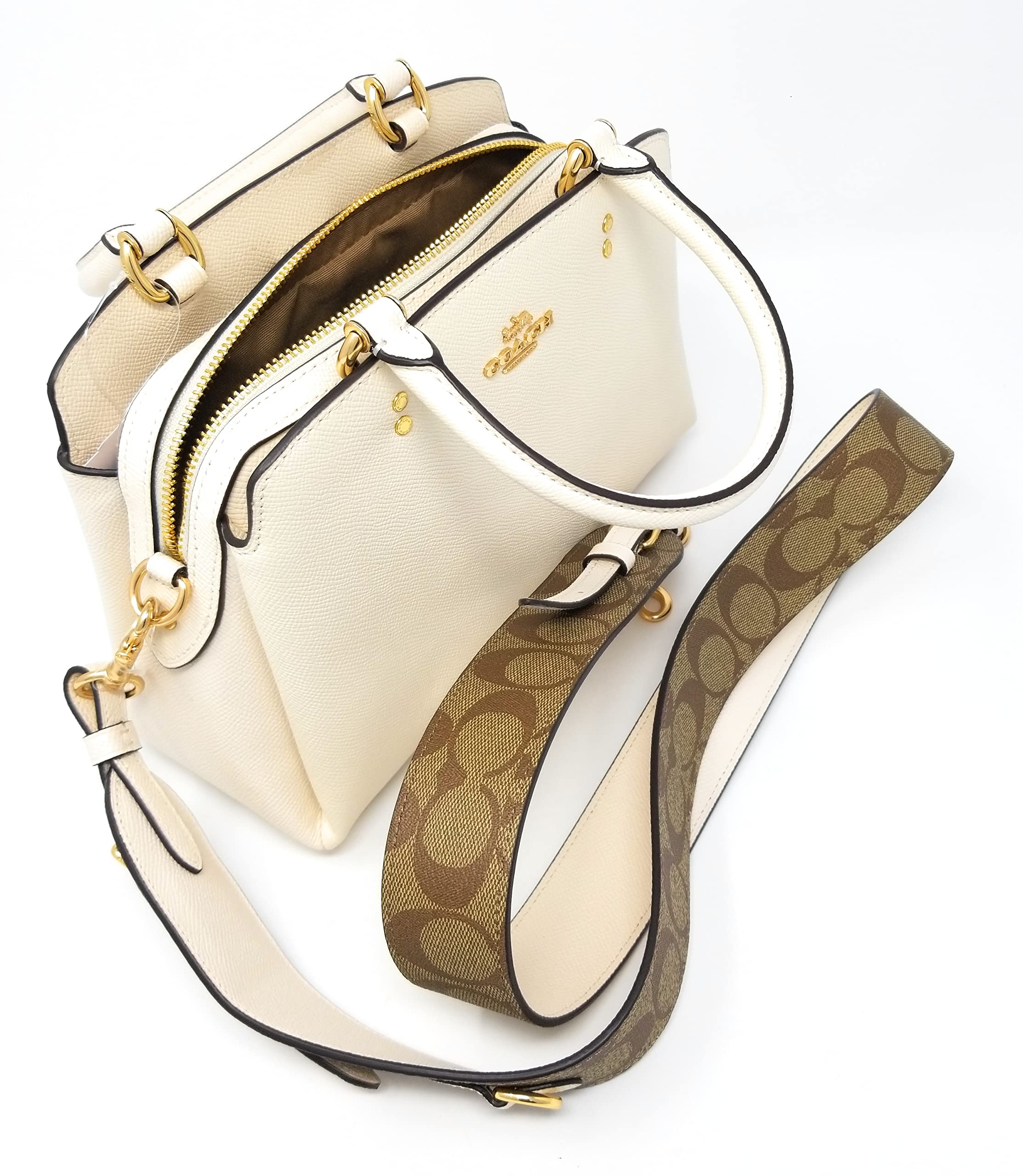 Coach Women's Mini Lilly Carryall (Crossgrain Leather - Chalk - Khaki)
