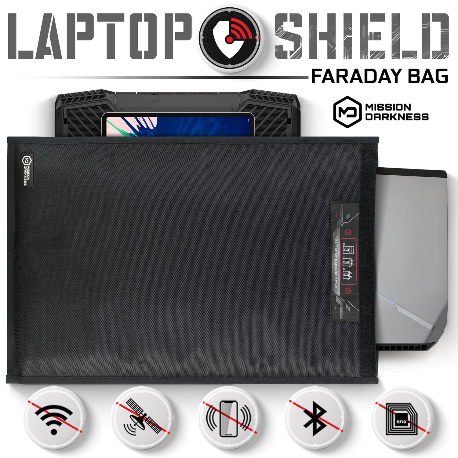 Mission Darkness Non-Window Faraday Bag for Laptops // Device Shielding for Law Enforcement & Military, Executive Privacy, Travel & Data Security, Anti-Hacking Anti-Tracking Anti-Spying Assurance
