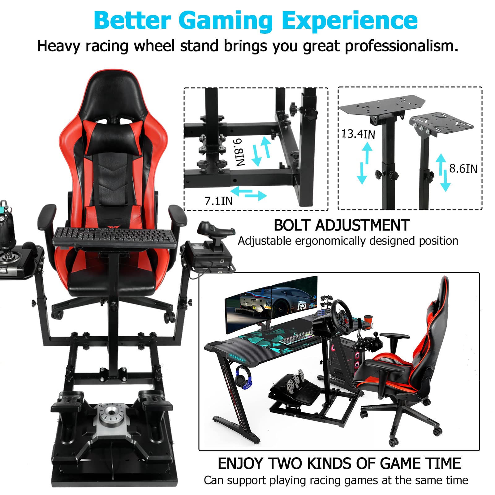 Anman Flight Racing simulator cockpit Wheel Stand Dual-Purpose Fit for Logitech Shifter Joystick Pedals,Thrustmaster/Hotas Warthog, Only Include Flight Joystick Mount Three Sizes Shift Lever Panels
