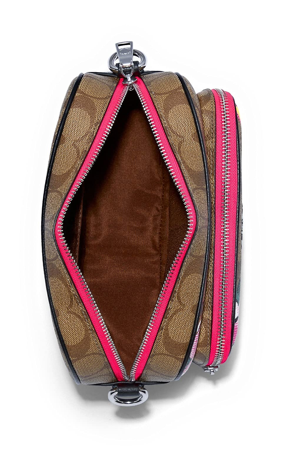 Coach Womens Court Crossbody In Signature Canvas With Vintage Rose Print Silver/Khaki Multi