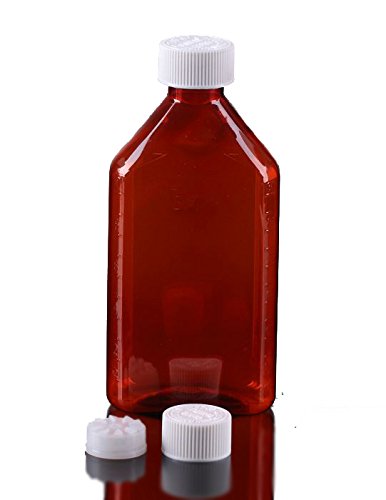 BioRx Laboratories Pharmacy Oval Bottle Amber 12 oz with CR Caps Included (QTY. 6) - Prescription Pharmacy Bottle, Pharmacy Container, Prescription Plastic Container by Sponix