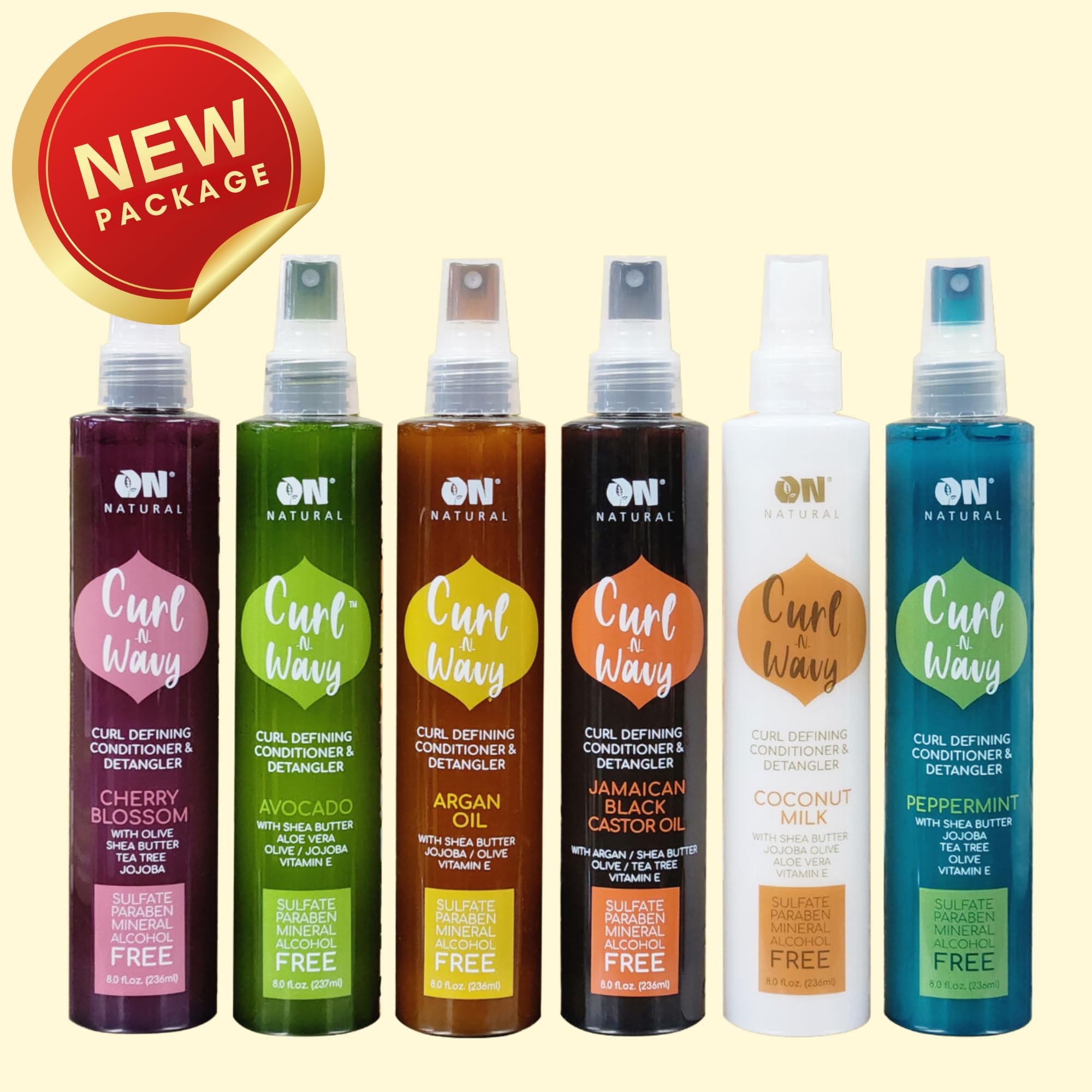 ON Natural Premium Oil Free Curl N Wavy Curl Defining Conditioner & Detangler, Coconut Milk 8 oz