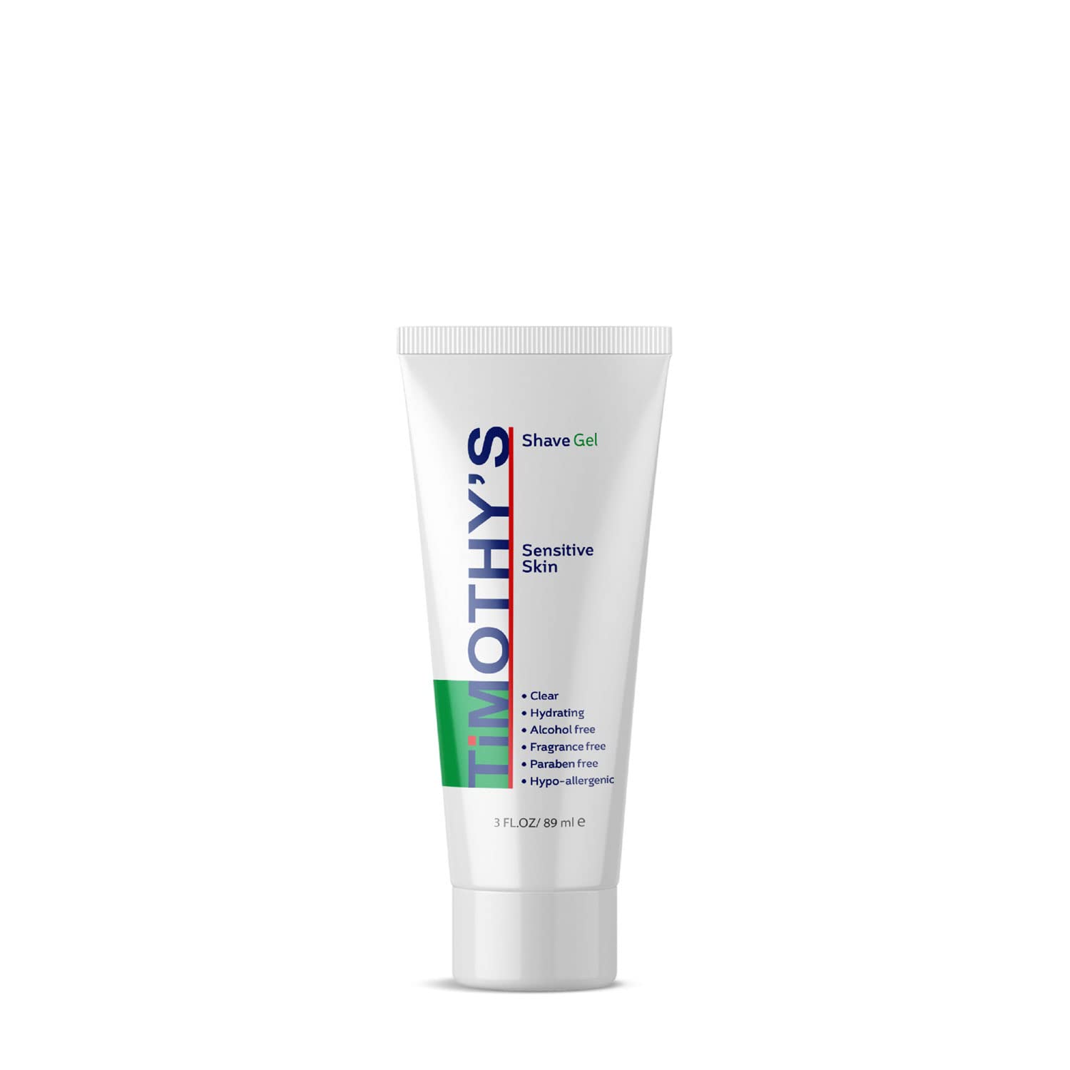 Timothy's Unscented Shave Gel 3 oz. travel size, Alcohol Free, Paraben Free, Fragrance Free, Clear and transparent visability, SLS Free, Sensitive Skin, Dermatology tested