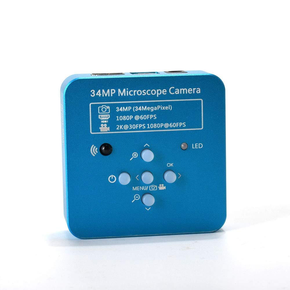 HAYEAR 34MP 2K 1080P 60FPS Full HD HDMI USB Electronic Digital Video Soldering Microscope Camera Magnifier +150X Zoom C-Mount Lens + Adjustable Illumination for Cell Phone PCB Repairing Portable