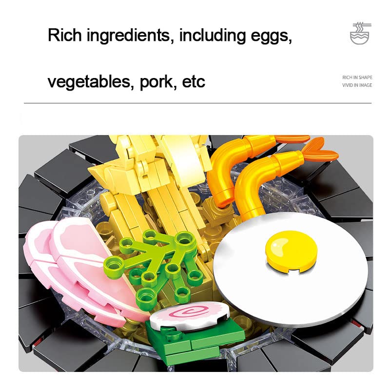 ANGFJ Ramen Building Kit,Japanese Food Lamian Noodles Building Blocks Model Set, Compatible with Main Brand Blocks (372 PCS)