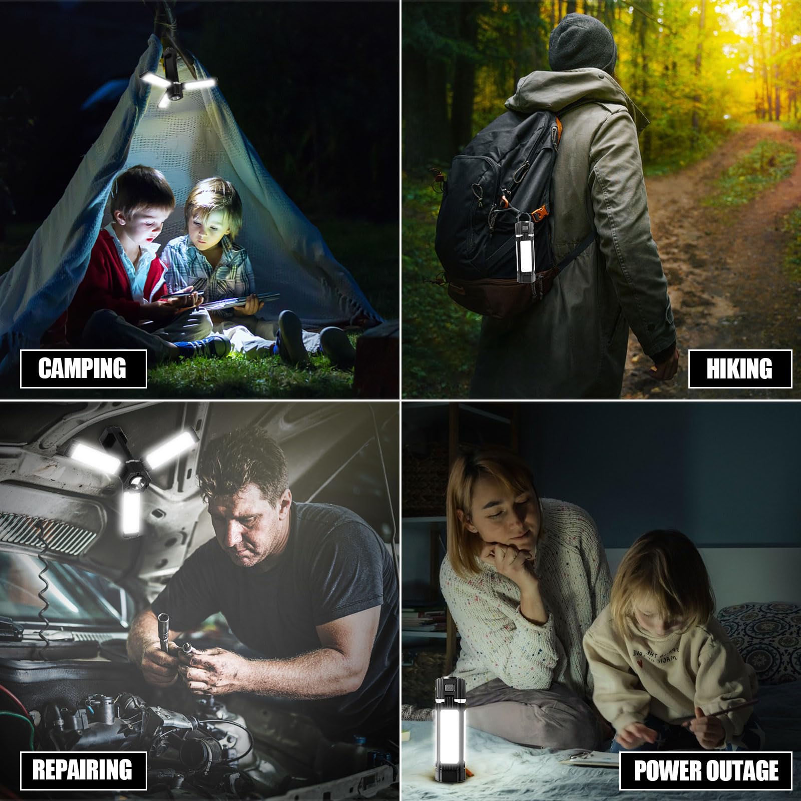 B-right LED Camping Lantern: Battery Powered Rechargeable Camping Lights Outdoor - 300LM 5 Brightness Modes Water-Resistant Tent Lights Lamp for Emergency Power Outage Hurricane Home