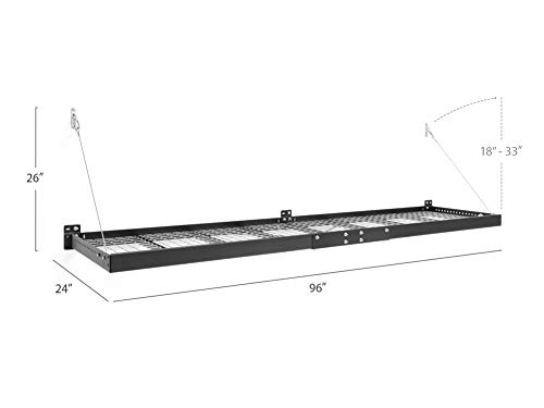 NewAge Products Inc. Pro Series Black 4 ft. x 8 ft. & 2 ft. x 8 ft. Wall Mounted Steel Shelf Set, Garage Overheads, 40408