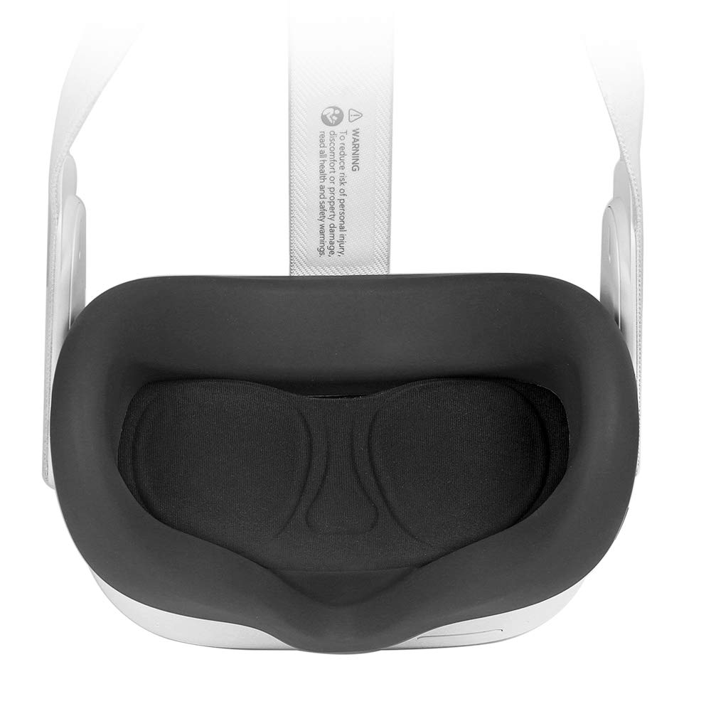 Akaigu Silicone Cover Silicone VR Face Cover with Eye Pad Lens Protect Cover for Oculus Quest 2 Sweatproof Lightproof VR Accessories (Black)