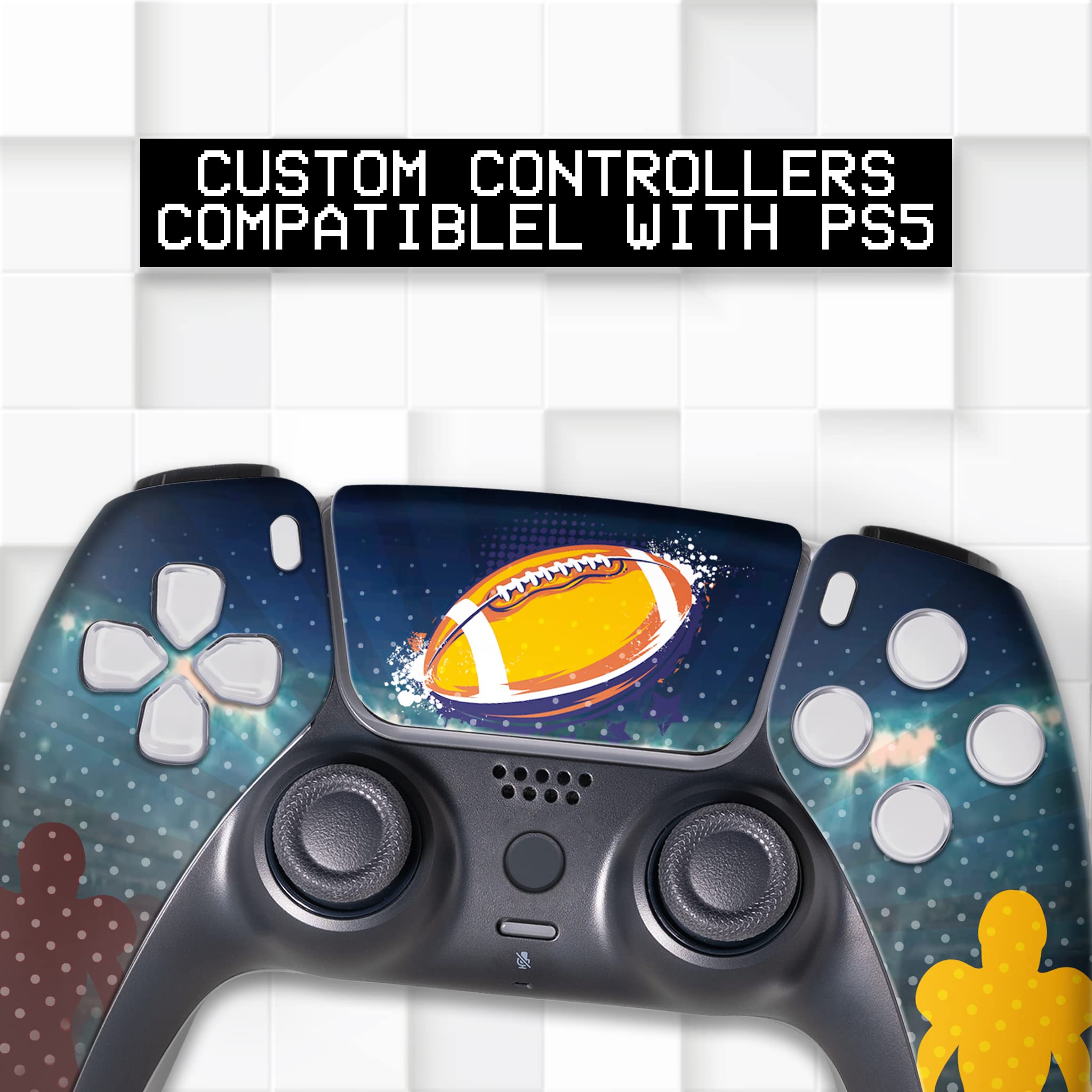American Football Custom PS-5 Controller Wireless compatible with Play-Station 5 Console by BCB Controllers | Proudly Customized in USA with Permanent HYDRO-DIP Printing (NOT JUST A SKIN)