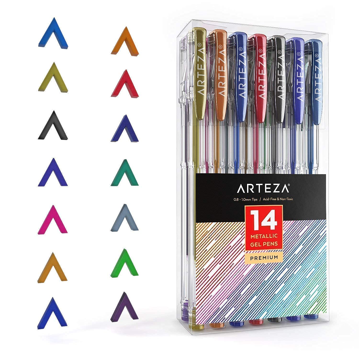 ARTEZA Glitter and Metallic Gel Pens Bundle, Drawing Art Supplies for Artist, Hobby Painters & Beginners