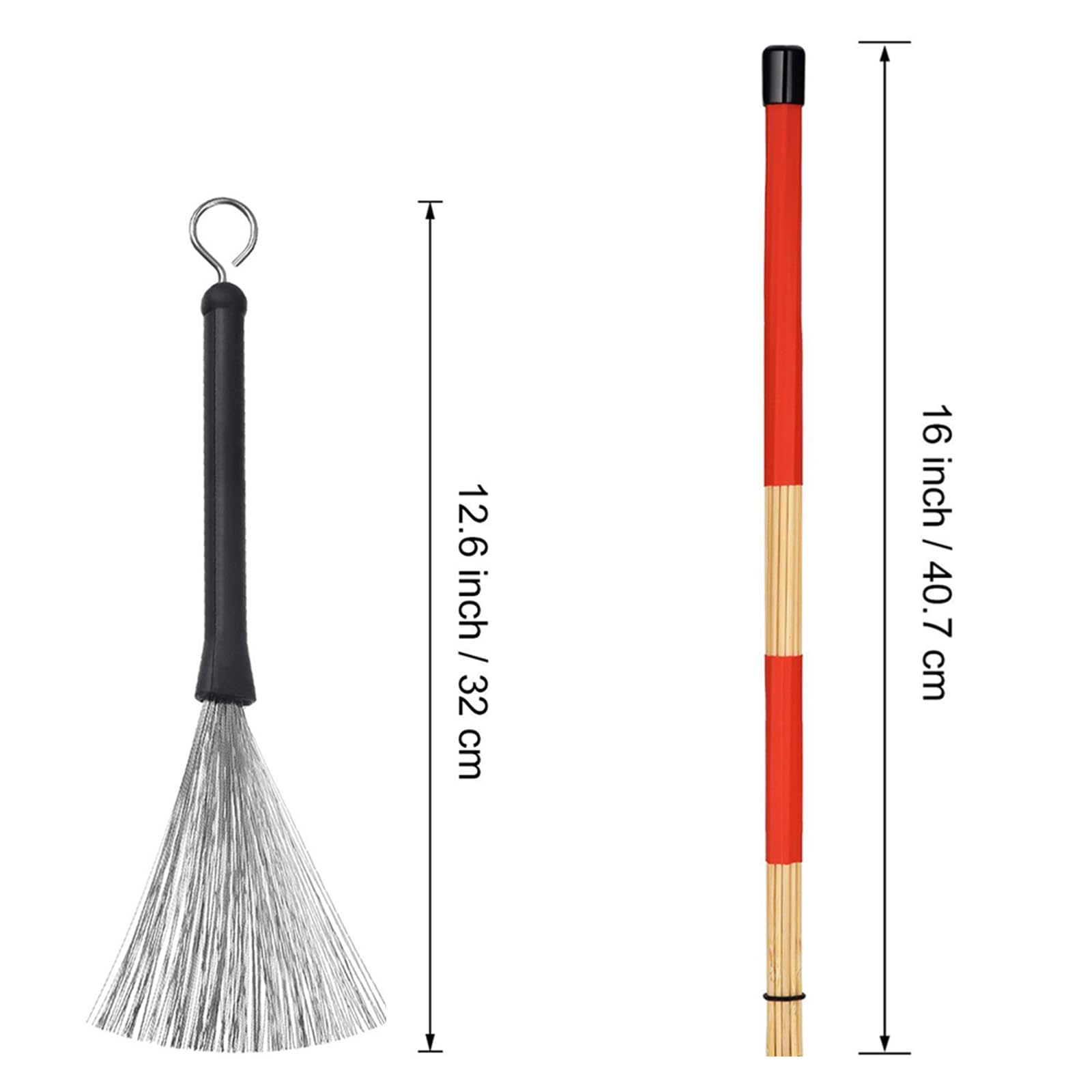 Drum Sticks Drum Wire Brushes Drum Brushes Drum Sticks Retractable Brushes Drums Sticks Drum Brushes Set for Jazz Acoustic Music Lover Gift Total 2 Pairs with Portable Storage Bag