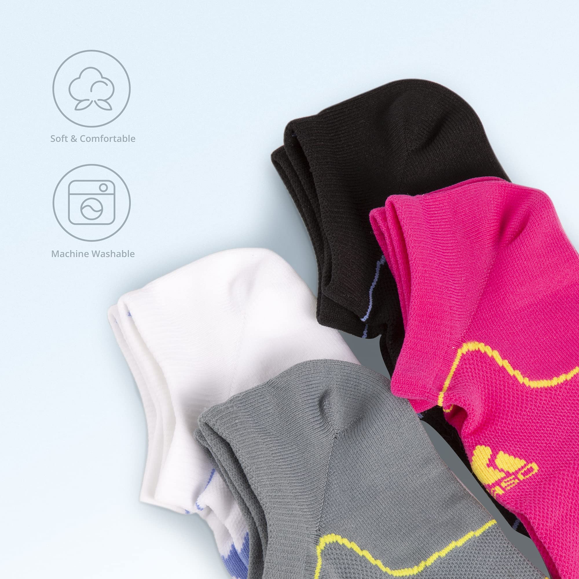 AKASO Anti-Odor Ankle Running Socks, Silver Fiber Low Cut Athletic Socks for Men and Women - 2 Pack (Black, L)