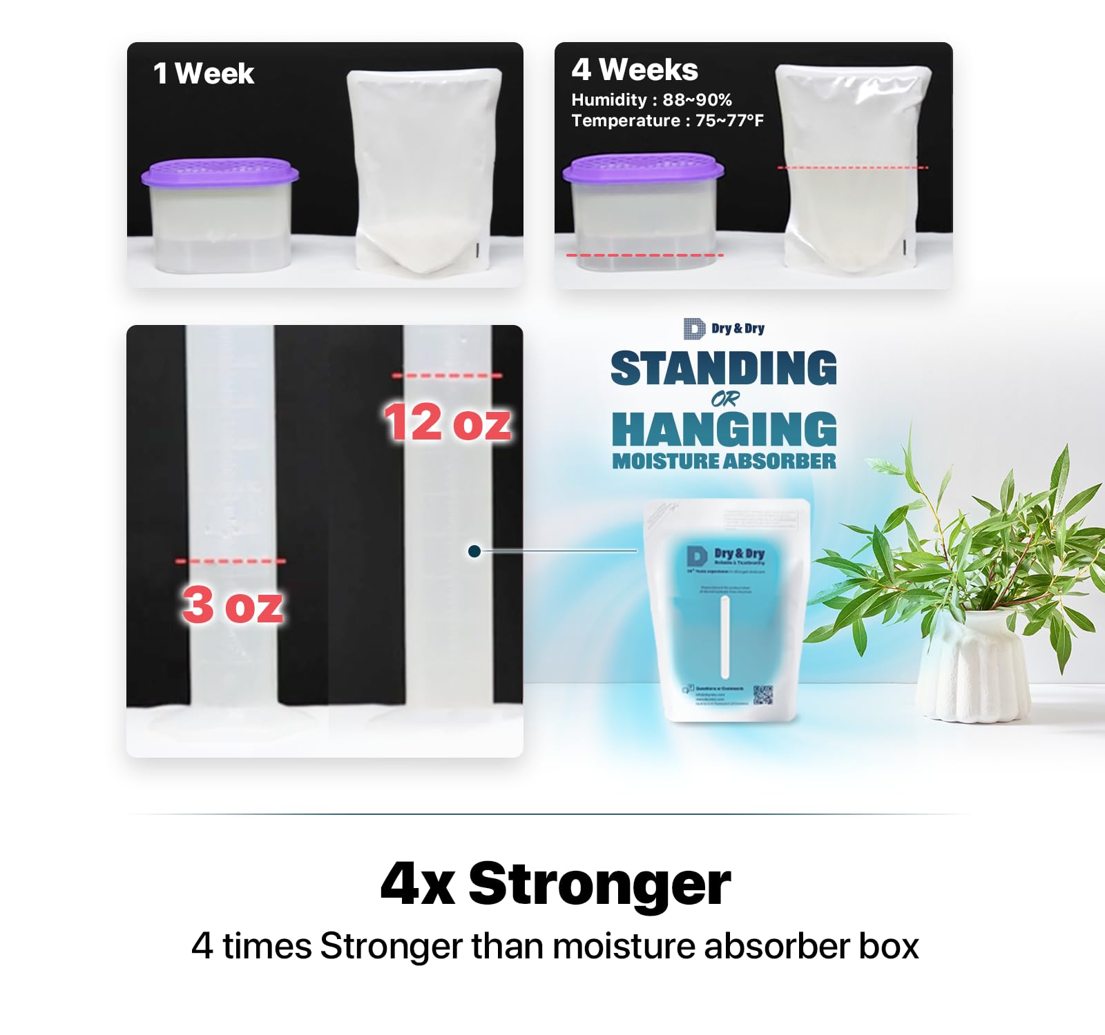 Dry & Dry 8 Packs Standing Moisture Absorbers to Control Excess Moisture for Basements, Closets, Bathrooms, Laundry Rooms - Moisture Absorbers Moisture Absorbers