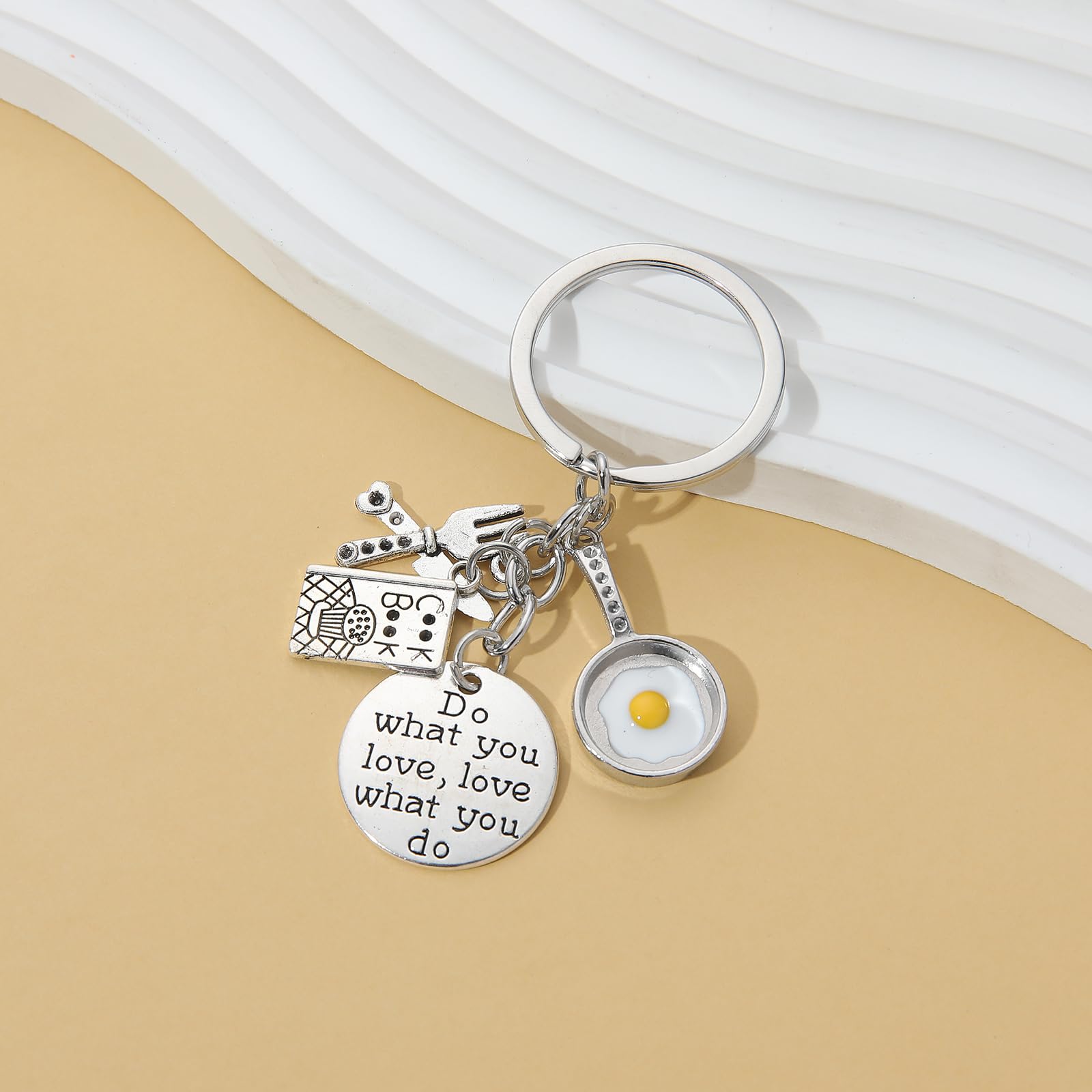 PHAETON 20PCS Kitchen Home Cooking Key Ring Fried Egg Pan Cook Book Tableware Key Chain Small Charm Chef Keychain Baking Accessories Keychain