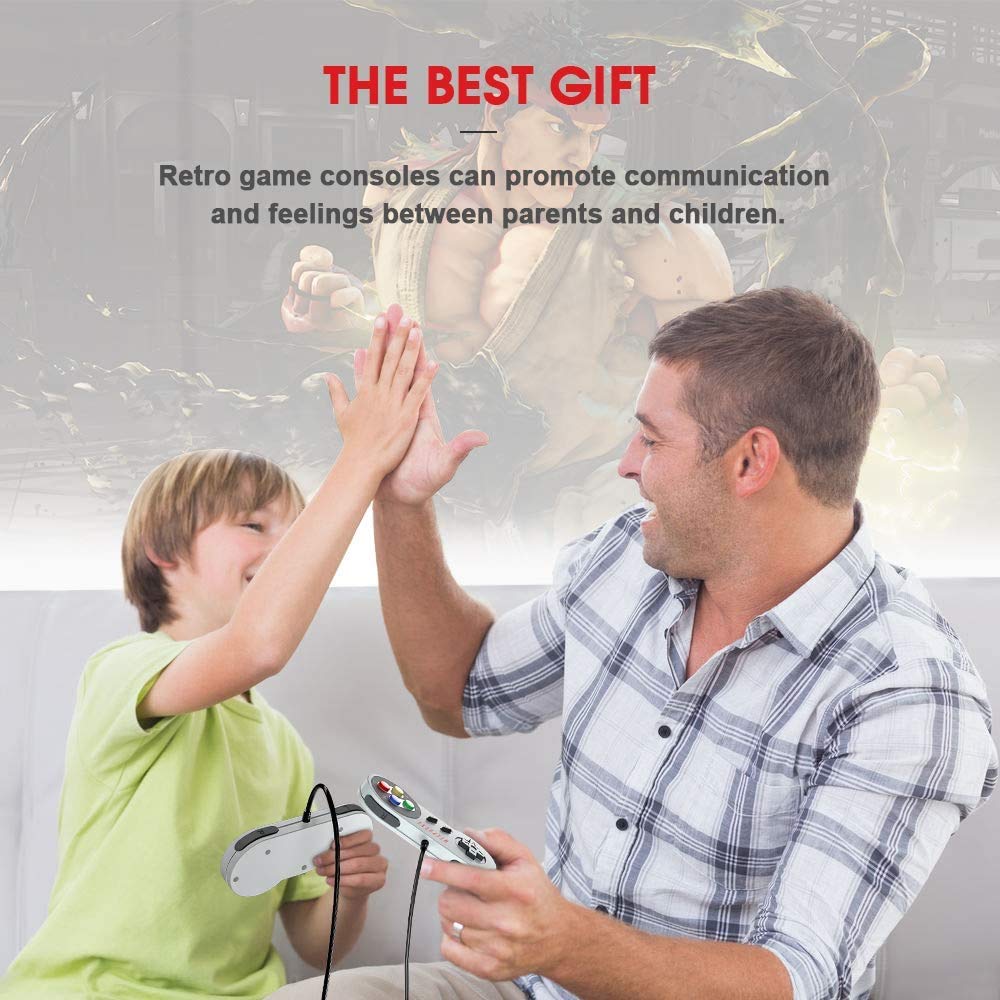oliv Retro Game Console,Handheld Video Game Console Classic Built-in 821 Games with Controllers, Super Mini TV Classic Video Gaming Console HD Output Plug&Play Player for Kid, Adult Gift