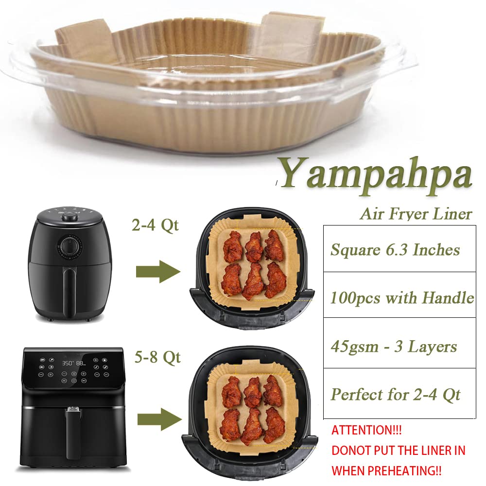 Air Fryer Parchment Paper Liner Square Disposable Paper 6.3inch-100PCS for 2-5Qt Air Fryer