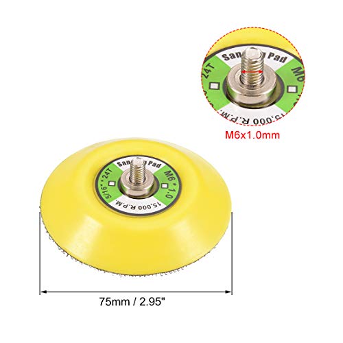 uxcell 3" Hook and Loop Backing Pad Sanding Polishing Backer Plate with M6 x 1.0 Thread for Random Orbit Sander Polisher Buffer