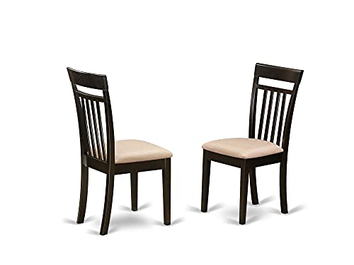 East West Furniture Capri 7 Piece Set Consist of a Rectangle Dinner Table and 6 Linen Fabric Kitchen Dining Chairs, 36x60 Inch, Cappuccino