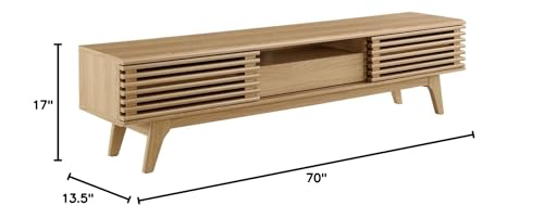 Modway Render Mid-Century Modern Low Profile 70 Inch TV Stand in Oak, 70"