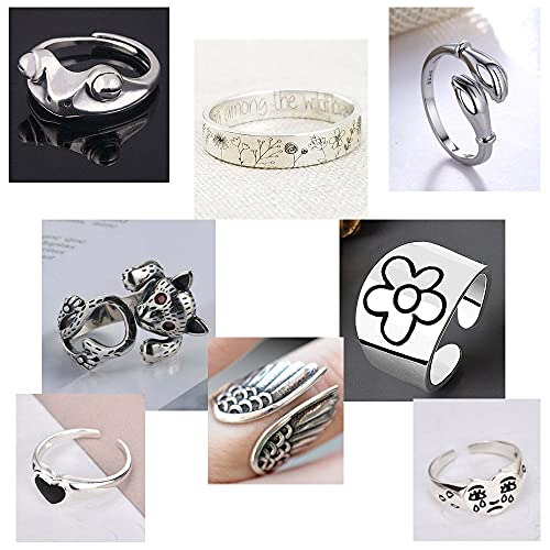 Aogrzun 16 Pcs Cool Silver Plated Frog Open Rings Set, Vintage Matching Rings, Cute and Stylish, Snake, Hug, Moon and Sun Rings for Couples for Women Men