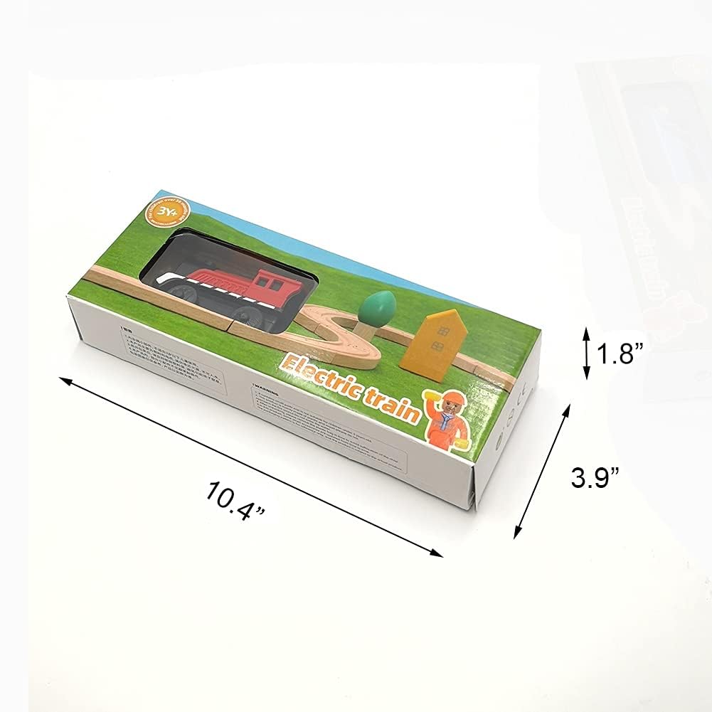 DSHMIXIA Battery Operated Cargo Train for Wooden Train Track Set Toys for Toddlers 3 4 5 Year Old Boys Kids Magnetic Couplings Construction site Fram Harbor Vehicle (Without Battery)