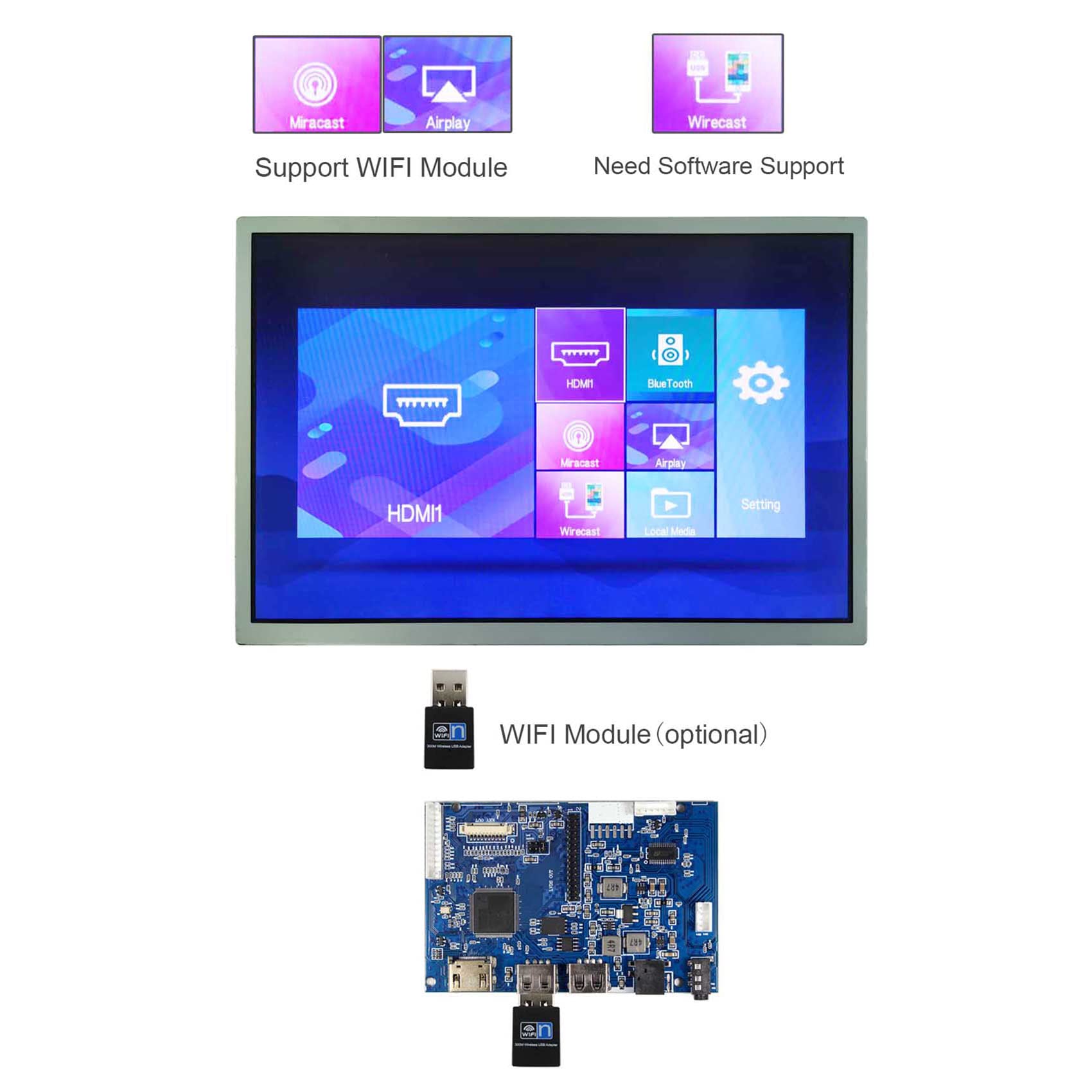 VSDISPLAY 9.1" 9.1 Inch 822X260 LCD Screen LQ091B1LW01 with HD-MI USB LCD Controller Board VS-TY2660H-V818