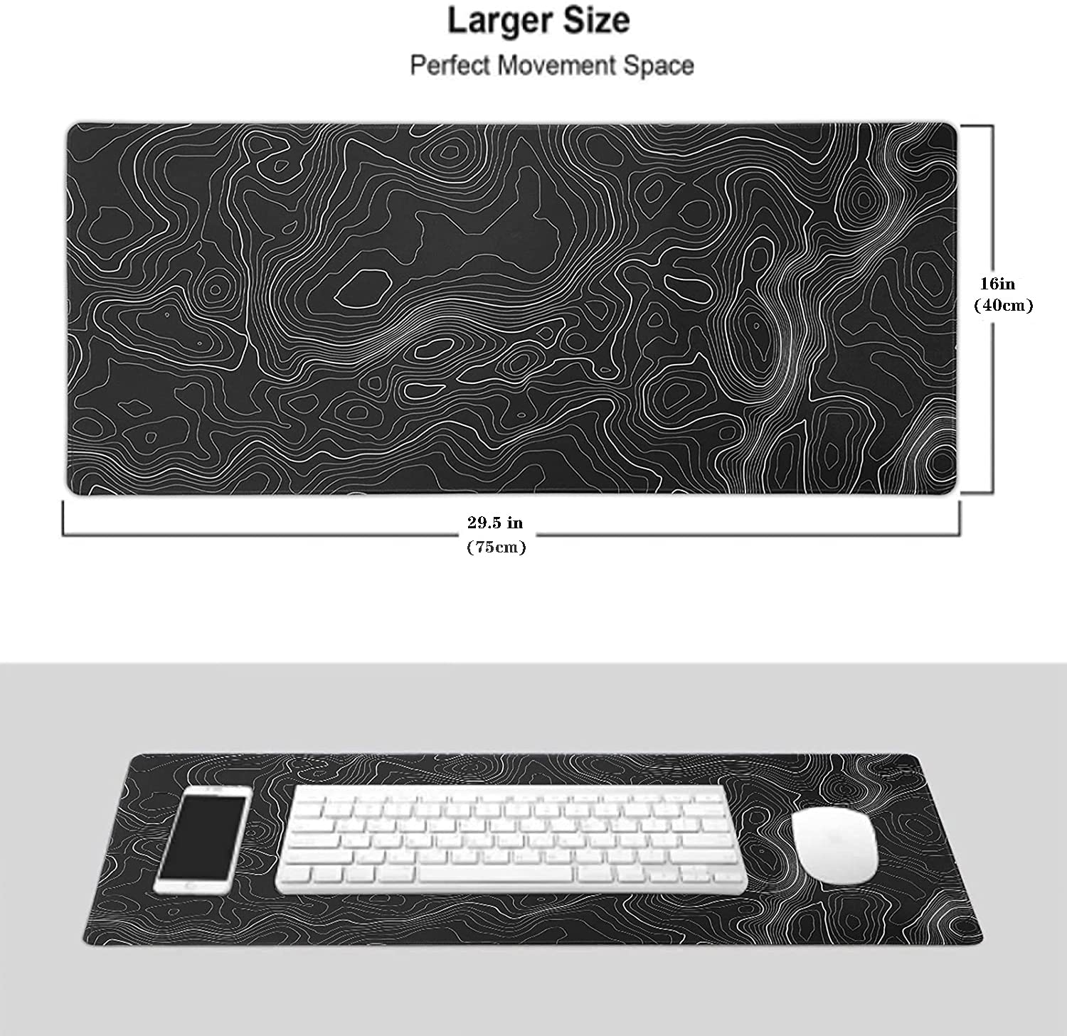 AQQA Large Gaming Laptop Mouse Pad, Sea Wave Big Laptop Desk Pads Non Slip Rubber Base Mousepad 35.4 x 15.7 inches Table Mat for Office and Home