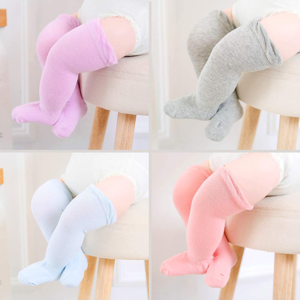 MOLUMIX Baby Knee High Grip Socks, Toddler Non-Slip Socks for Boys and Girls
