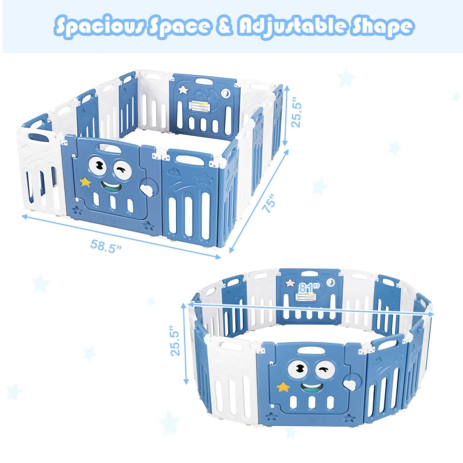 Baby Playpen Kids Activity Centre Safety Play Yard Home Indoor Outdoor New Pen, 16-Panel Foldable Baby Playpen Kids Activity Centre