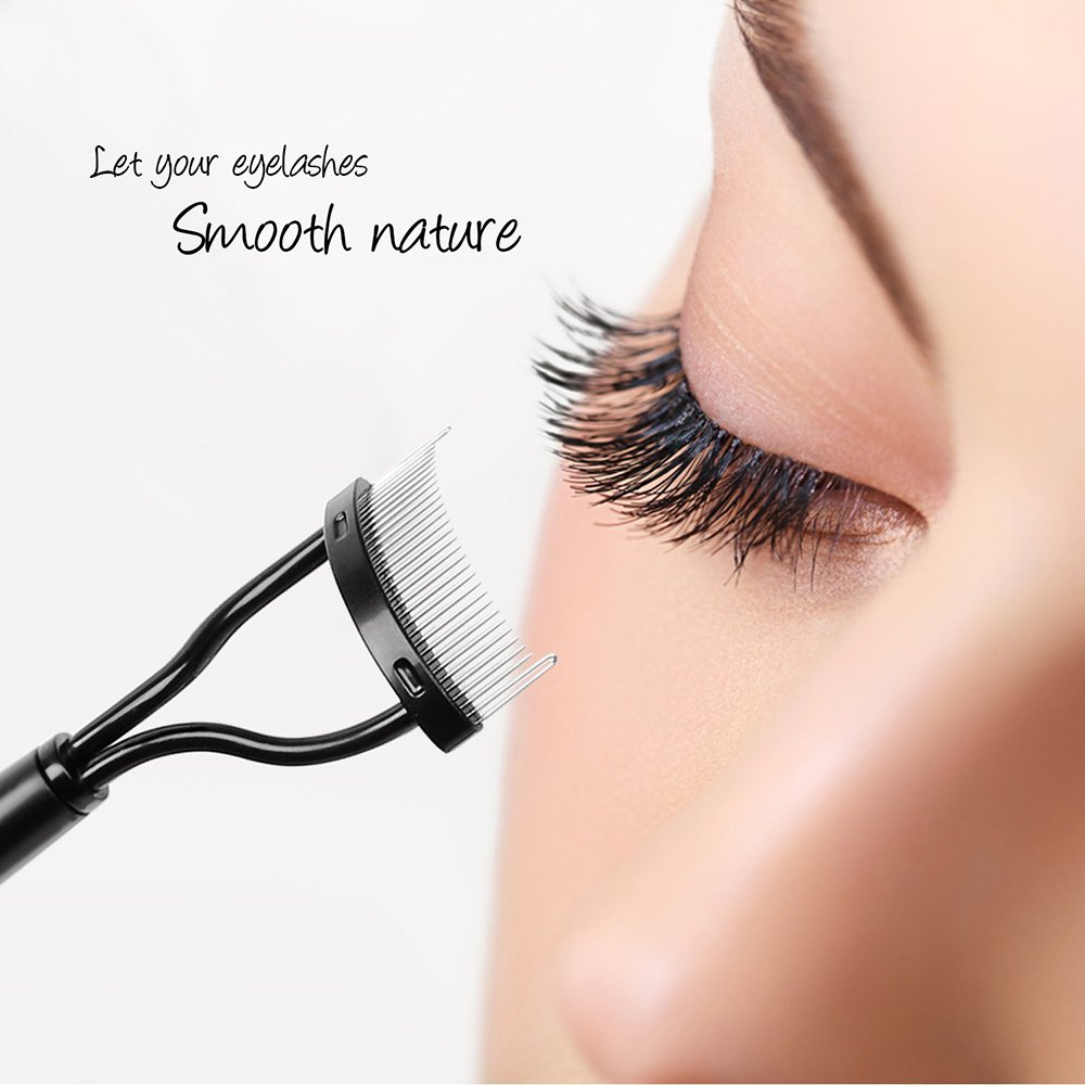 Pinkiou Eyelash Curlers with Comb and Eeylash Separator Set Professional Lash Curler with Built-in Comb Ergonomic Heart-Shaped Handle and Eyelash Comb Tool for Daily Makeup
