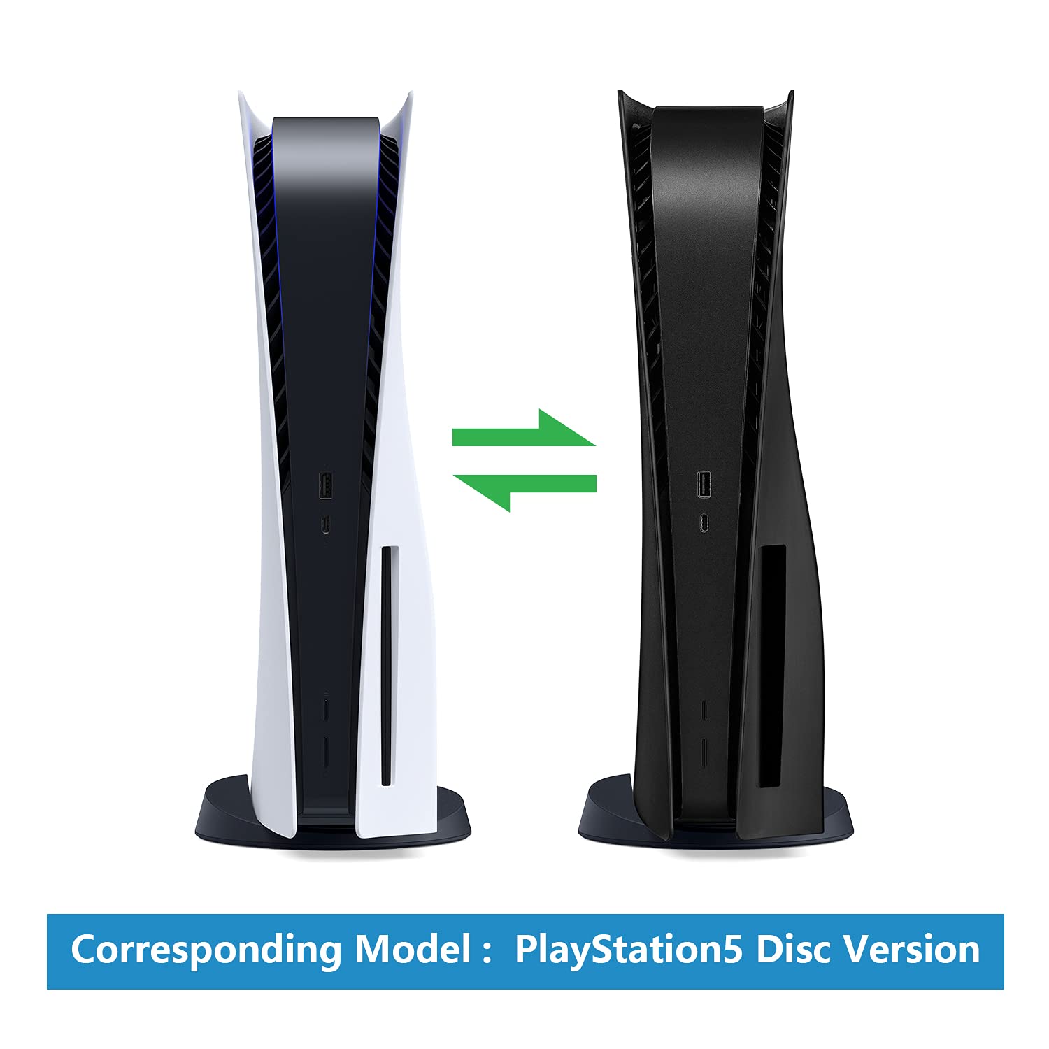 PEPPER JOBS Console Cover, Hard Shockproof Console Skin Case, ABS Anti-Scratch Dustproof Gaming Console Cover Replacement Plate Shell for Console Disc Edition (Midnight Black)