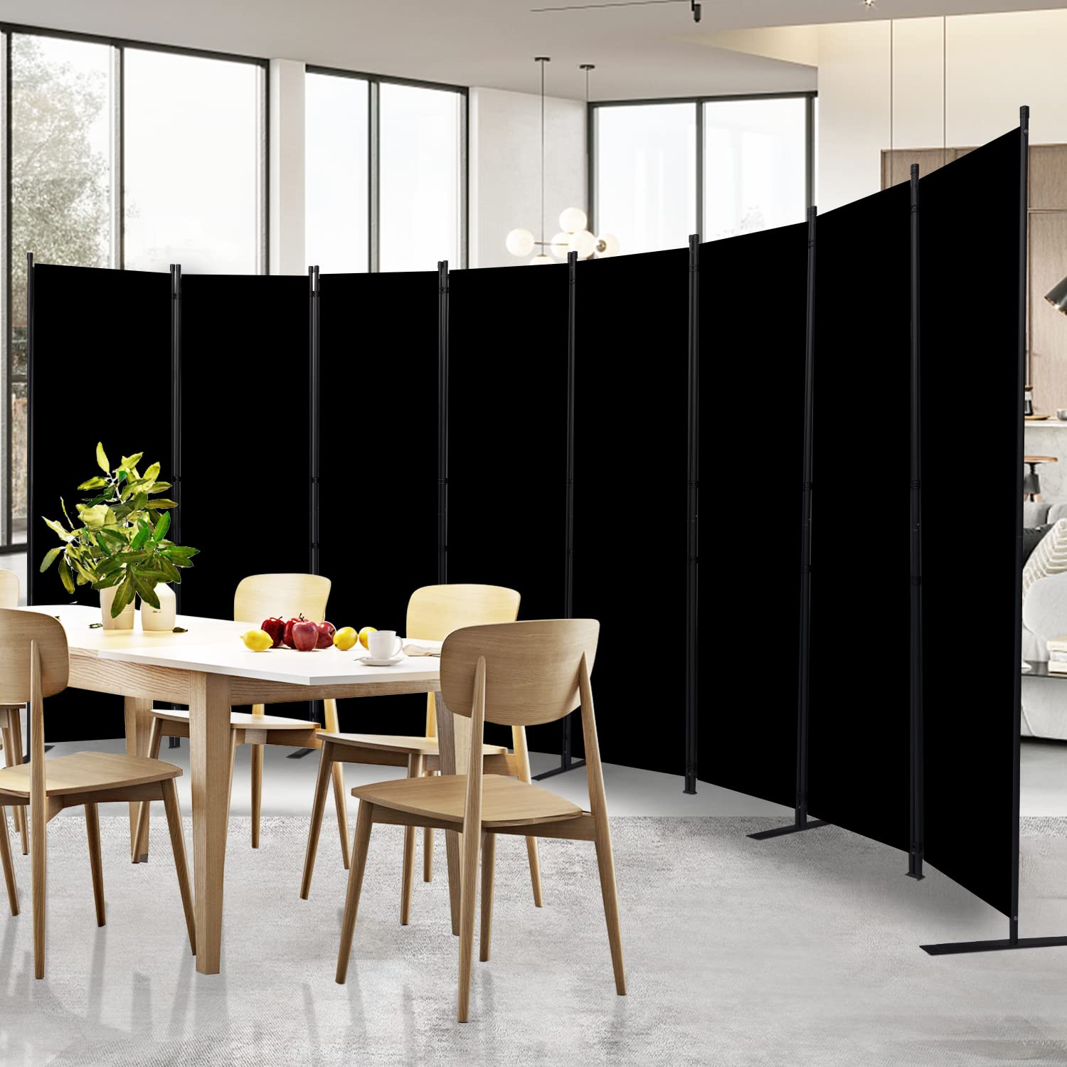 Room Divider and Folding Privacy Screens, 8 Panel Wide Room Divider Wall Screen for Room Separtition, Partition Room Dividers Fabric Panel Wall Dividers Freestanding for Office, Bedroom, Studio Dorm