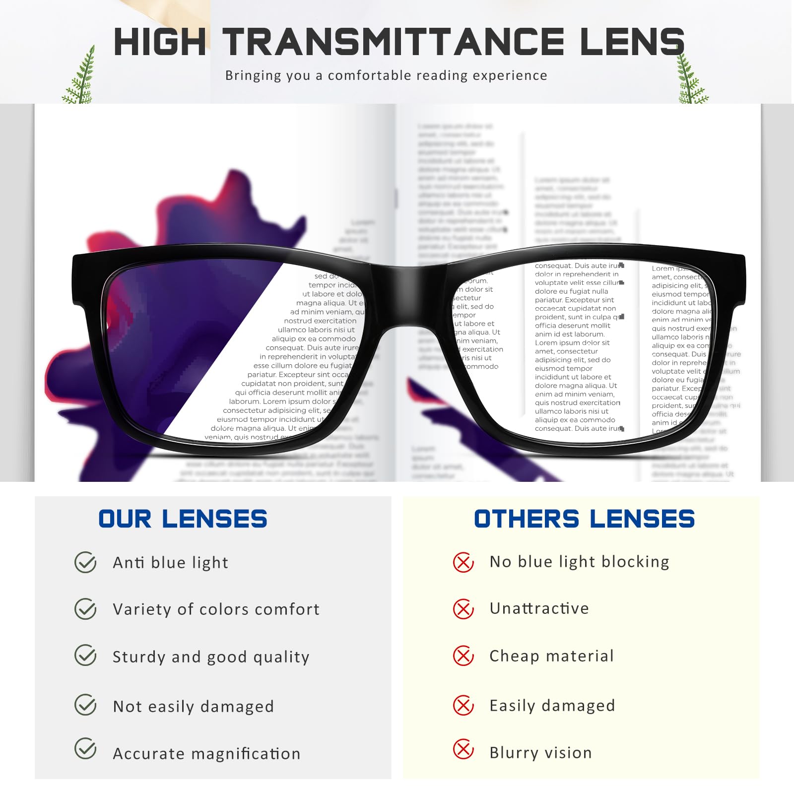 AIMISUV 5 Pack Reading Glasses for Women Men - Blue Light BlockingUV Filter Computer Readers,Anti Eyestrain Eyeglasses (Light Black, 2.50, x)