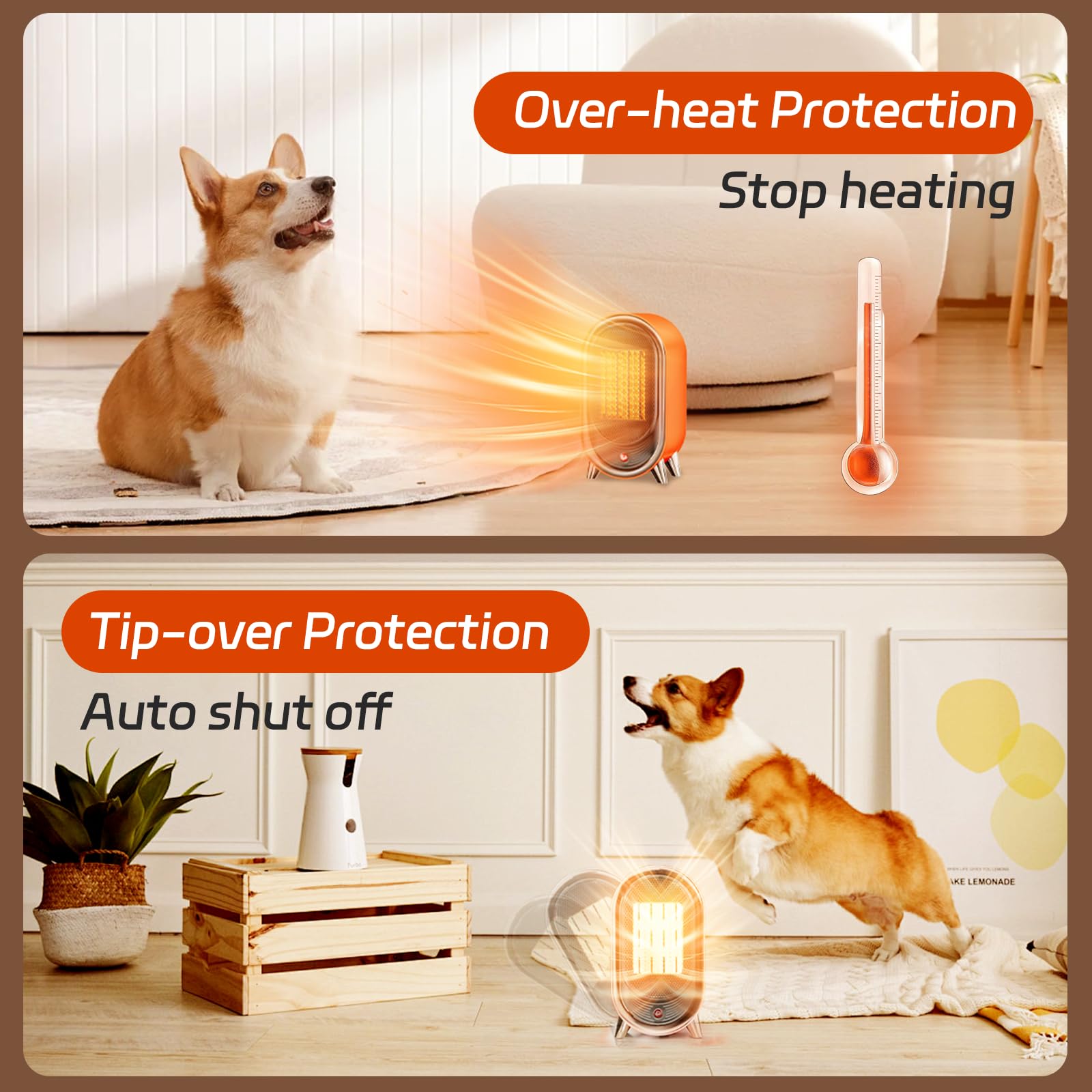 Electric Portable Space Heater - 1500W Adjustable PTC Fast Heating Ceramic Heater Features Timer and Oscillation, Mini Heater with Remote Control for Bedroom,Desk,Office and Indoor Use (Black) 1