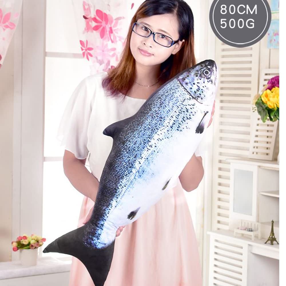 OUKEYI 31.5“Simulation Fish Plush Toy Pillow,Decorate Soft Fish Decorate Pillow Cushion Stuffed Decorate Oversized Pillow Creative Gift Home Decor (Salmon)