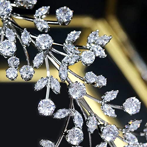Aoligrace CZ Bride Headband Birthday Party Headpiece Silver Gold Cubic Zirconia Bridal Headwear Wedding Hair Accessories